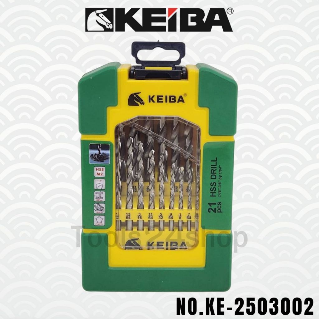 KEIBA ชุดดอกสว่าน เจาะเหล็ก HSS สีขาว กล่องพลาสติก 21 ตัวชุด ขนาด 1/16 นิ้ว - 3/8 นิ้ว No.KE ...