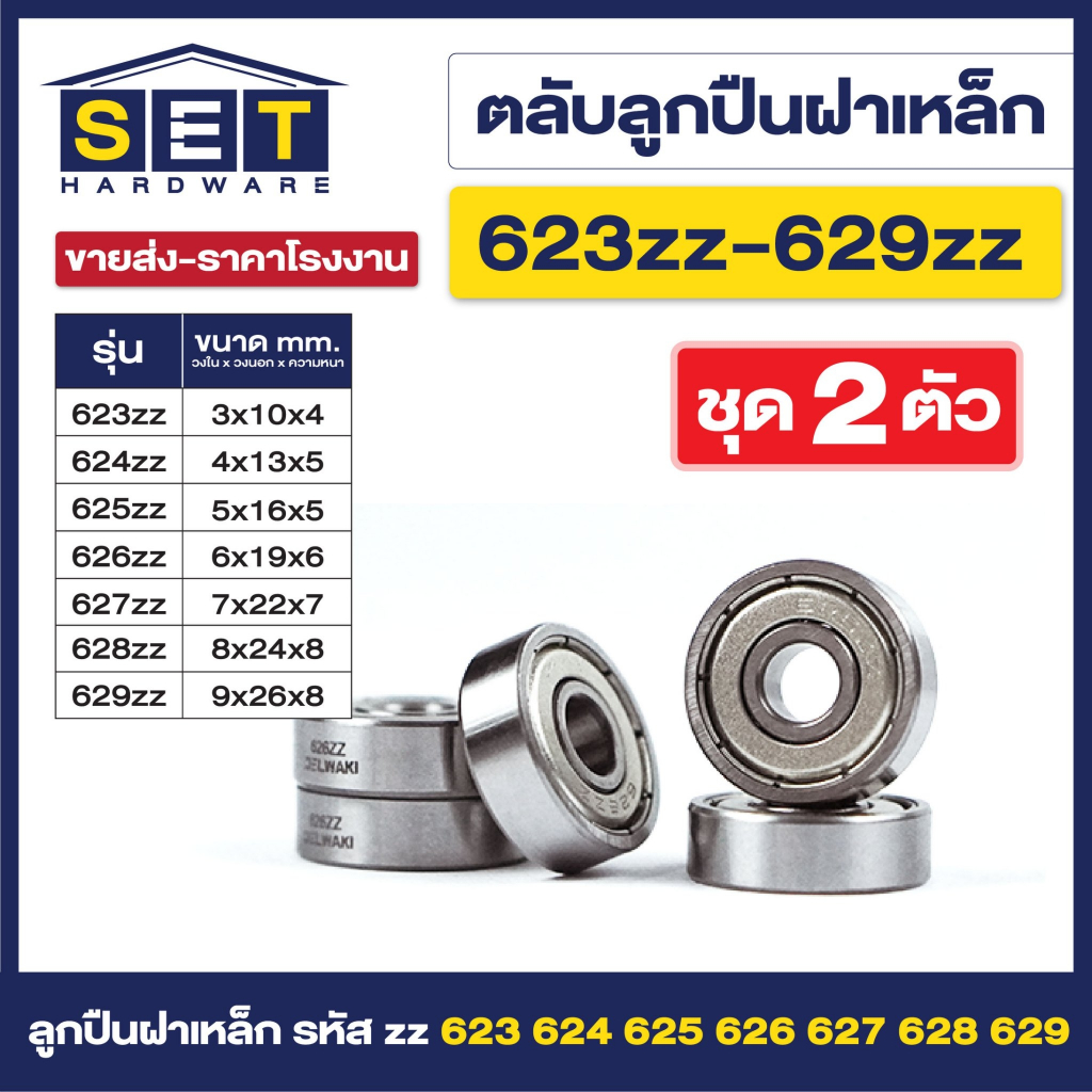 ชุด 2 ตัว ตลับลูกปืนเม็ดกลมร่องลึกฝาเหล็ก 2 ข้าง MINIATURE BALL ...