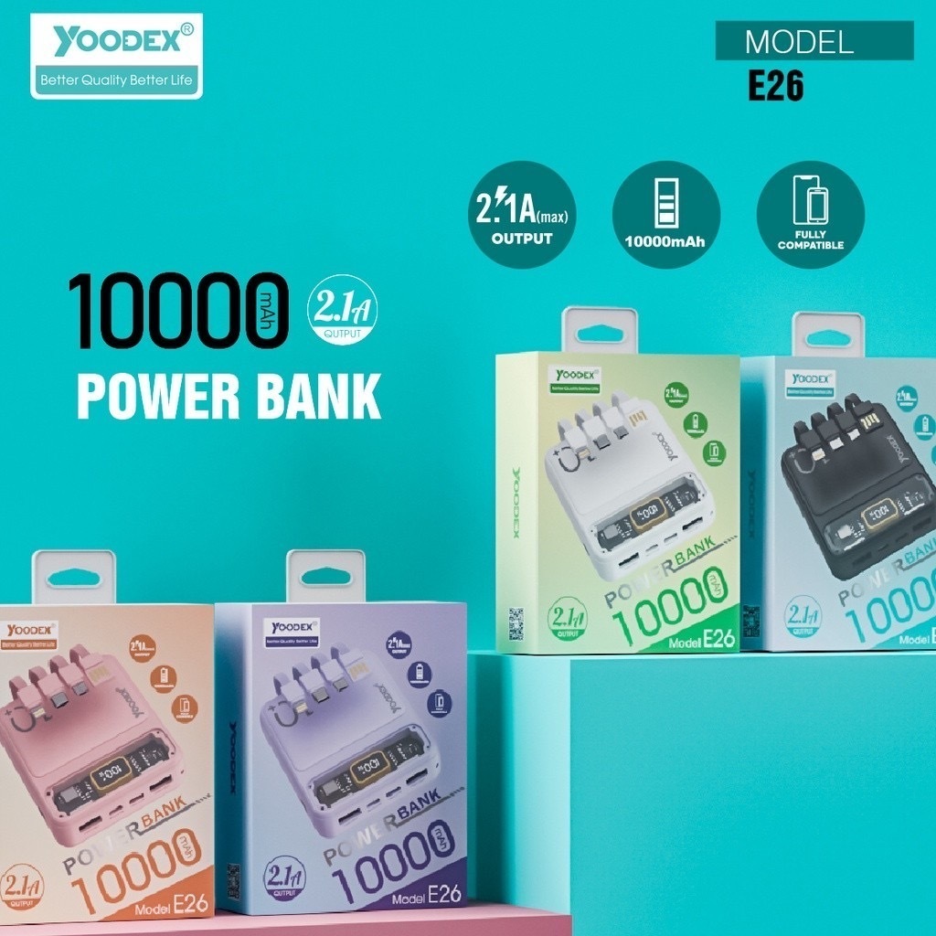 แบตสำรอง powerbank 10000mah พลังงานจ่ายไฟ 2.1A YOODEX รุ่น E26 มี ...