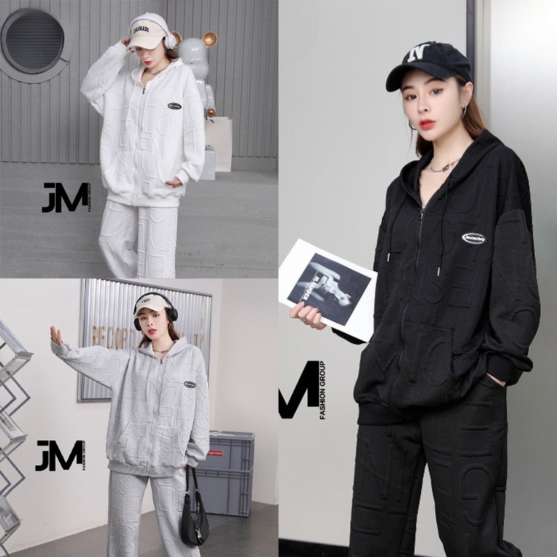 ชุดเซ็ท ผู้หญิง เสื้อเหล็กอักษร มีหมวก มีความสามารถทางศิลปะ สไตล์ลำลอง ...