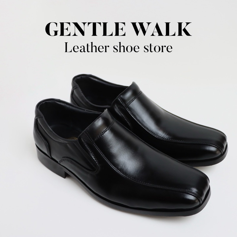 รองเท้าคัทชูผู้ชาย หนังแท้ 100% Gentle walk หน้าเท้ากว้างใส่ได้ ...