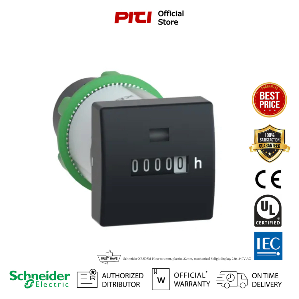 Schneider XB5DSM Hour counter, plastic, 22mm, mechanical 5 digit ...