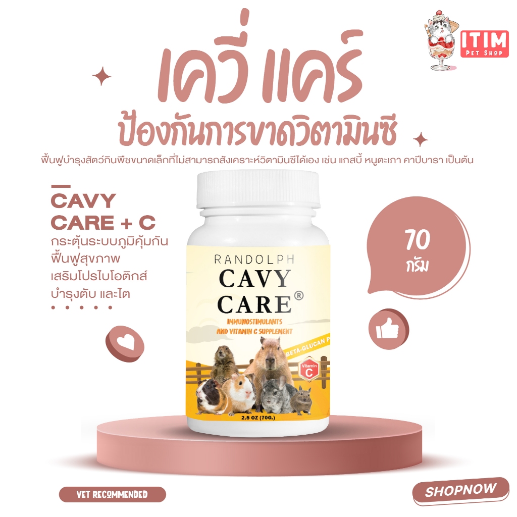 Cavy Care เควี่แคร์ 70 กรัม ฟื้นฟูสุขภาพและให้พลังงาน หนูตะเภา แกสบี้ ...
