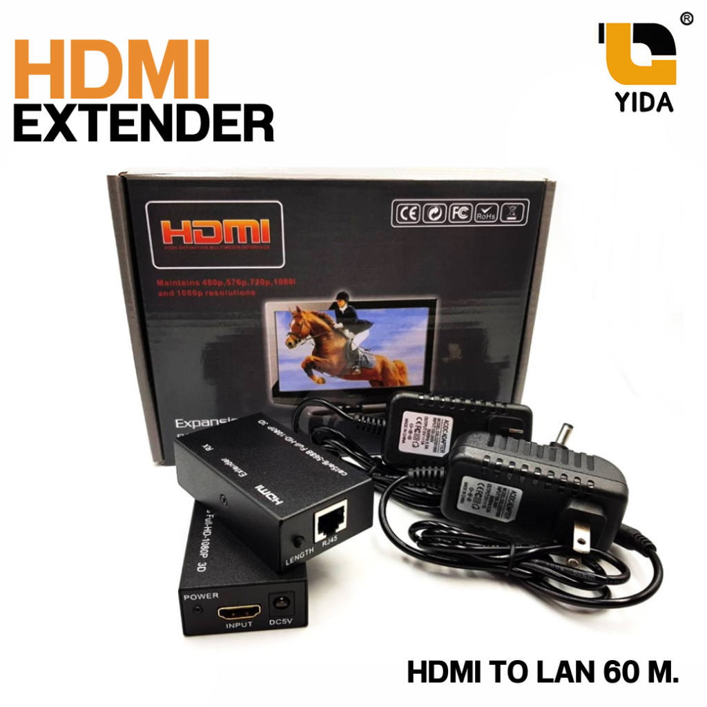 hdmi to lan 60m HDMI Extender Over IP 60 เมตร Full-HD 1080P กล่องแปลง ...