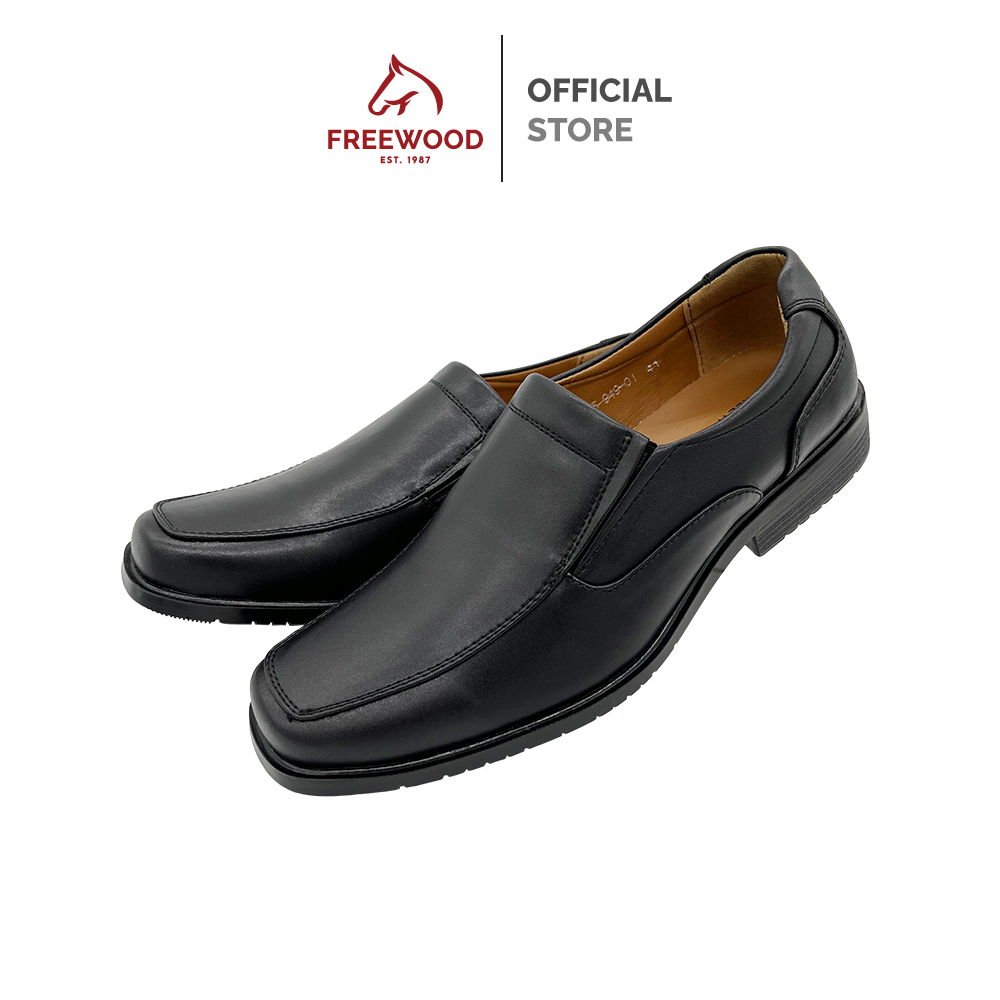 FREEWOOD BUSINESS SHOES รองเท้าคัทชูผู้ชาย หนังแท้ รุ่น 55-949 สีดำ ...