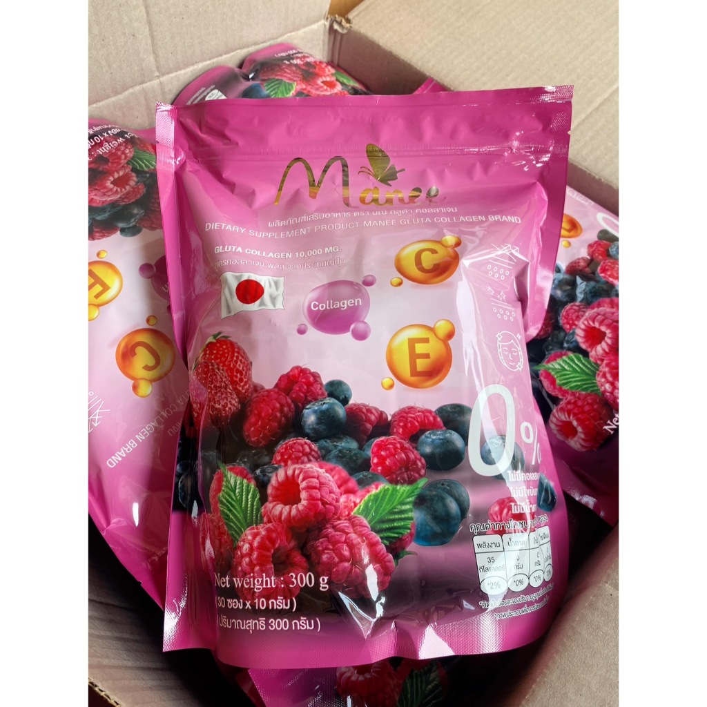 Manee Gluta Collagen มานีกลูต้าคอลลาเจน 1ถุงใหญ่30ซอง กลูต้าคามูซิงค์ ...