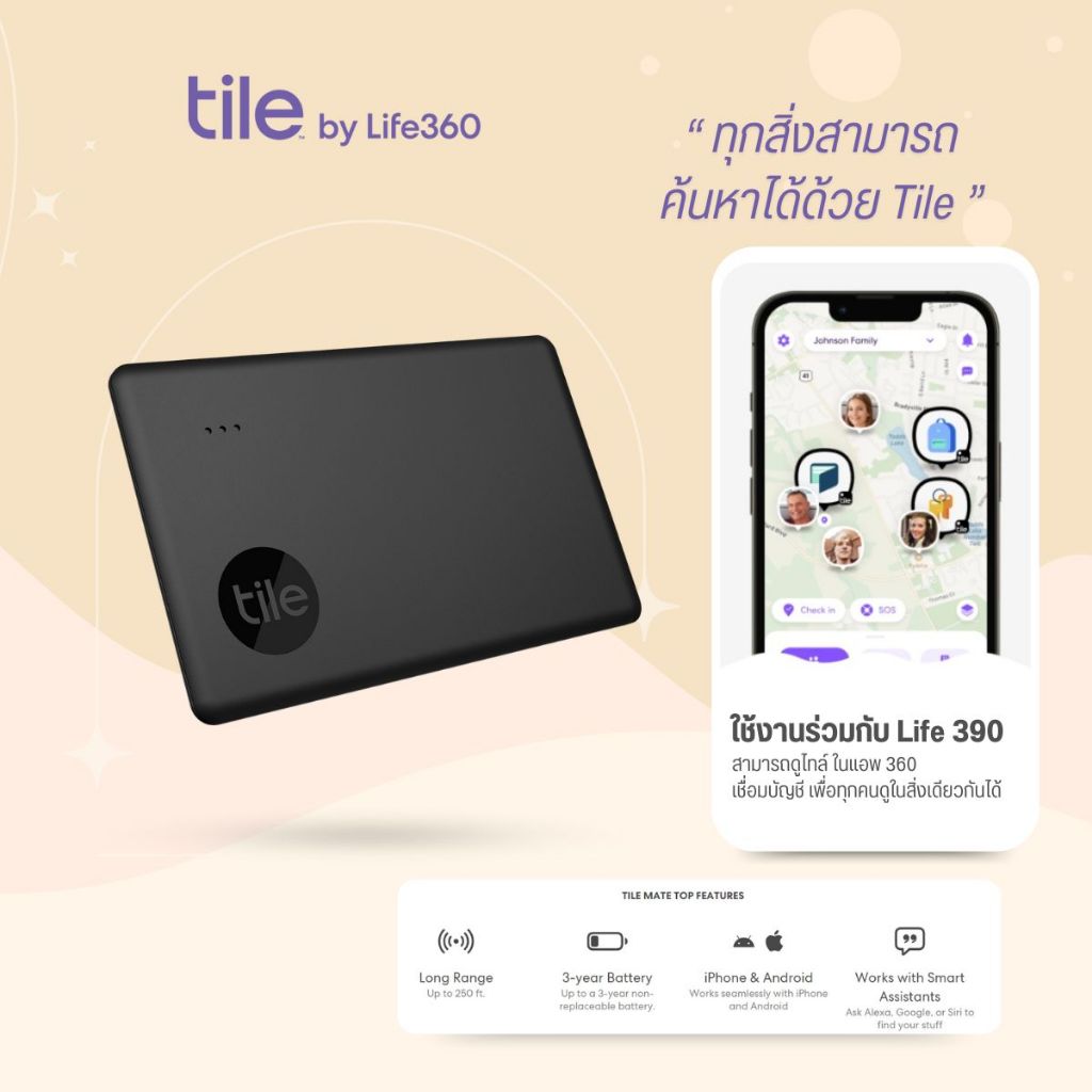 อุปกรณ์ติดตาม Tile Slim เหมาะสำหรับกระเป๋าสตางค์ GPS Tracker Tag ...