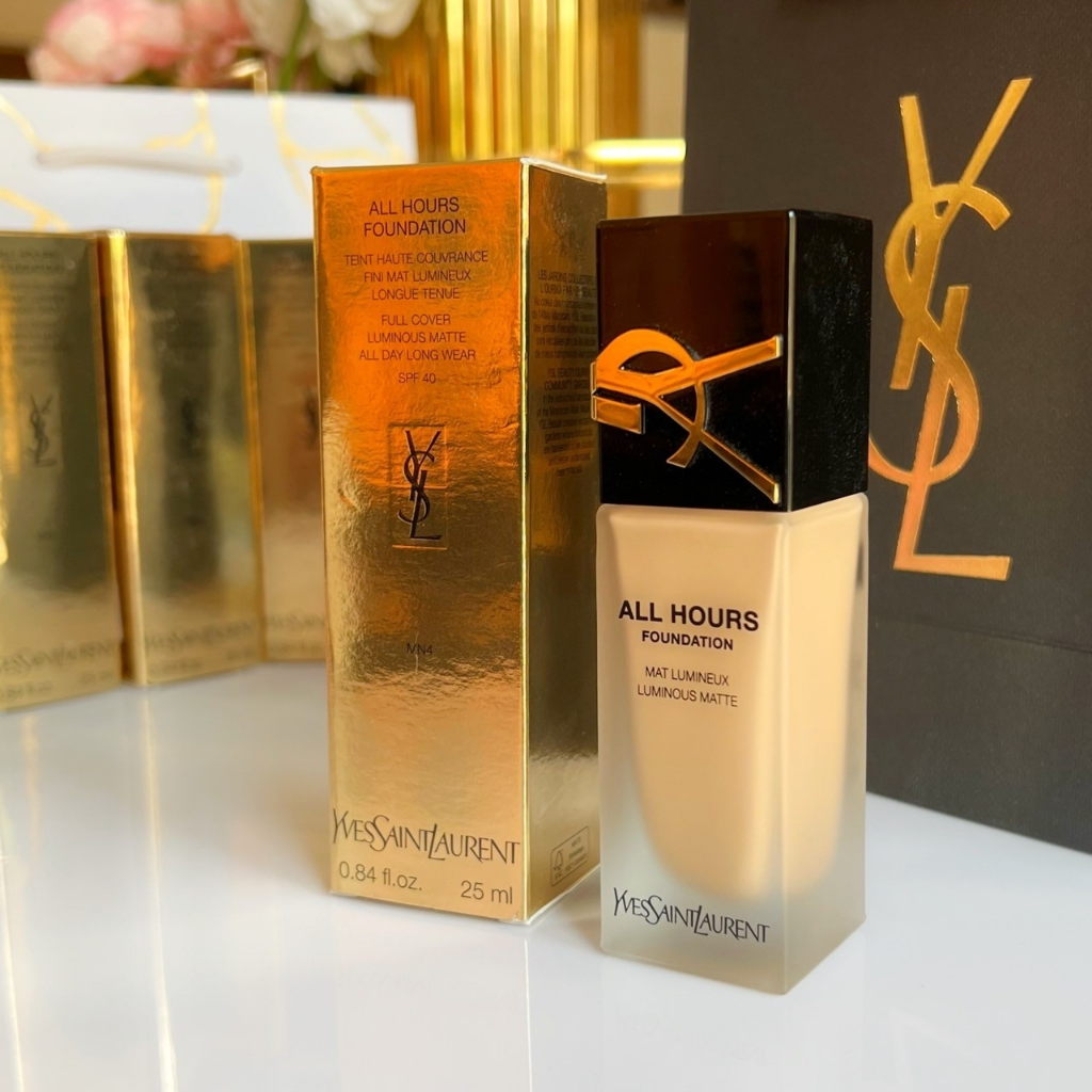 Ysl All Hours Foundation All Day Long Wear 25ml # MN4 - ผิวสองสี รองพื้น + แปรง + ฟองน้ำ ...