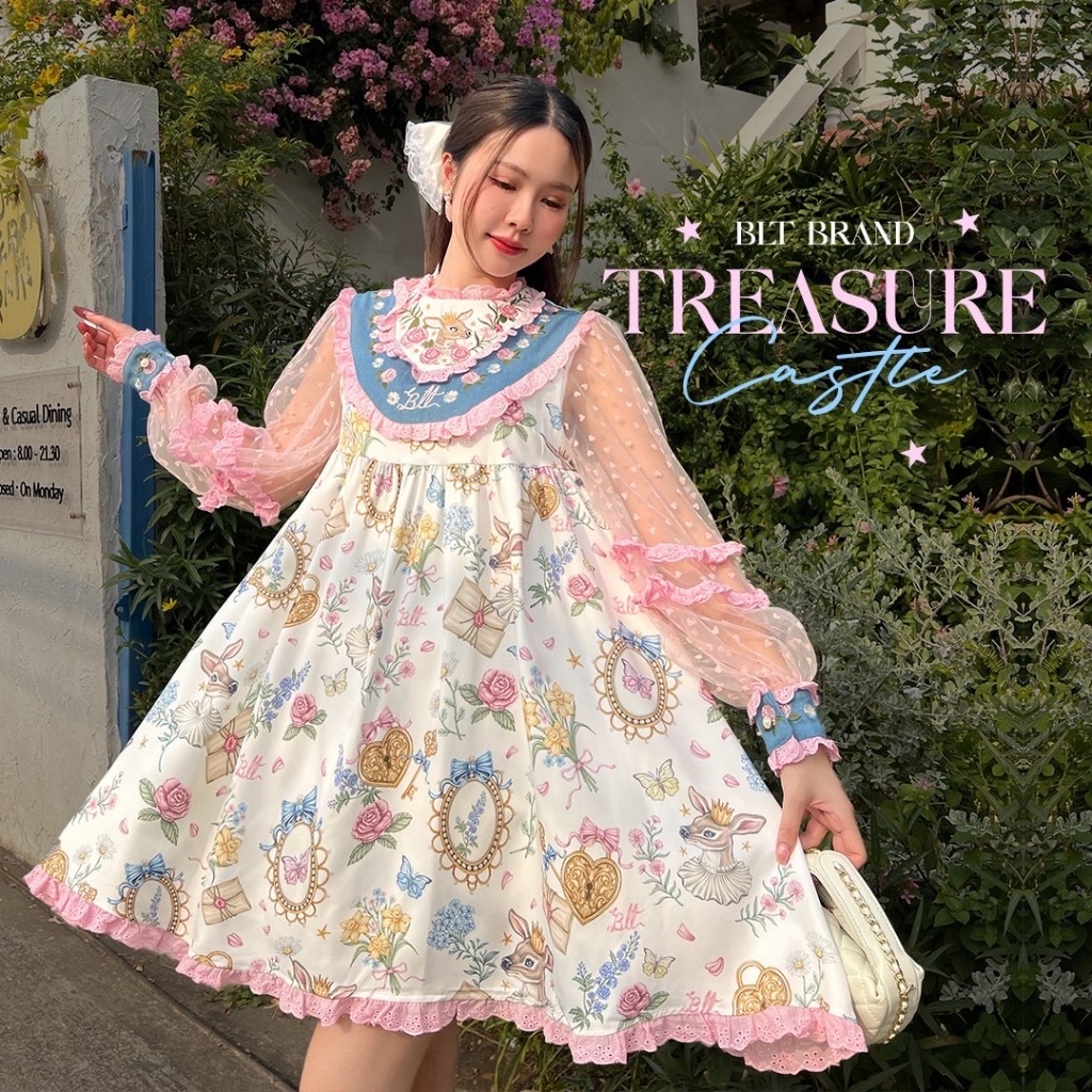 MYT x BLT SPECIAL : [BT347] : มินิเดรสทรงปล่อยลายน้องกวาง ชุดทรงปล่อย | Shopee Thailand