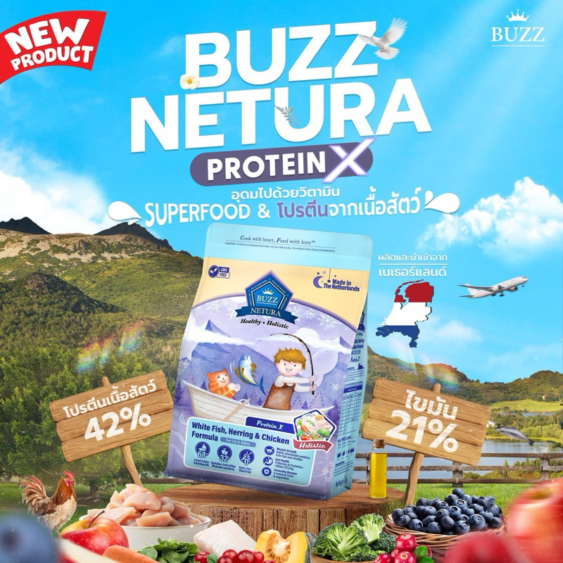 BUZZ NETURA HOLISTIC GRAIN FREE PROTEIN X White Fish,Herring & Chicken ...