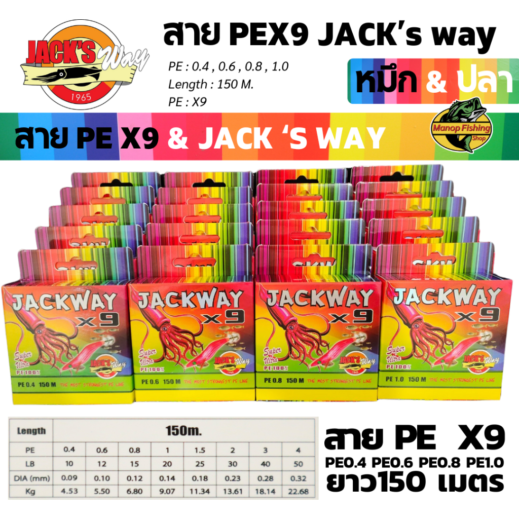 สายพีอีตกหมึก ตกปลา ถัก9 jack way Super Pe X9 งานหมึกสายตรง | Shopee ...