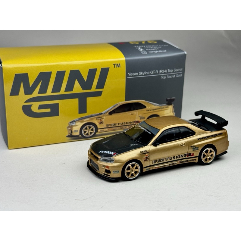 🔹Nissan Skyline GTR R34 Top Secret Gold #676 Scale 1:64 ยี่ห้อ Minigt ...