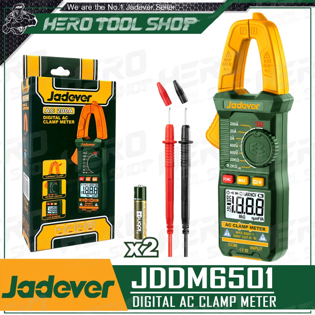 JADEVER ดิจิตอล แคลมป์มิเตอร์ (Digital AC Clamp Meter) AC 200A รุ่น ...