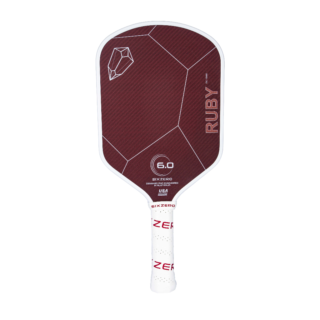 SIX ZERO 6.0 Pickleball Paddle 16mm RUBY - 100% Aramid fiber face ...