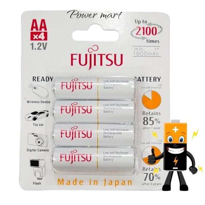 ถ่านชาร์จฟูจิตสึ (Fujitsu) AA 2000mAh แพ็ค 4 ก้อน (ของแท้) | Shopee ...