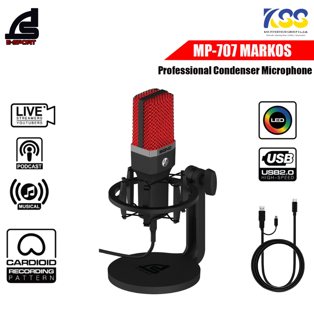 ไมโครโฟนคอนเดนเซอร์ SIGNO E-Sport Professional Condenser Microphone ...