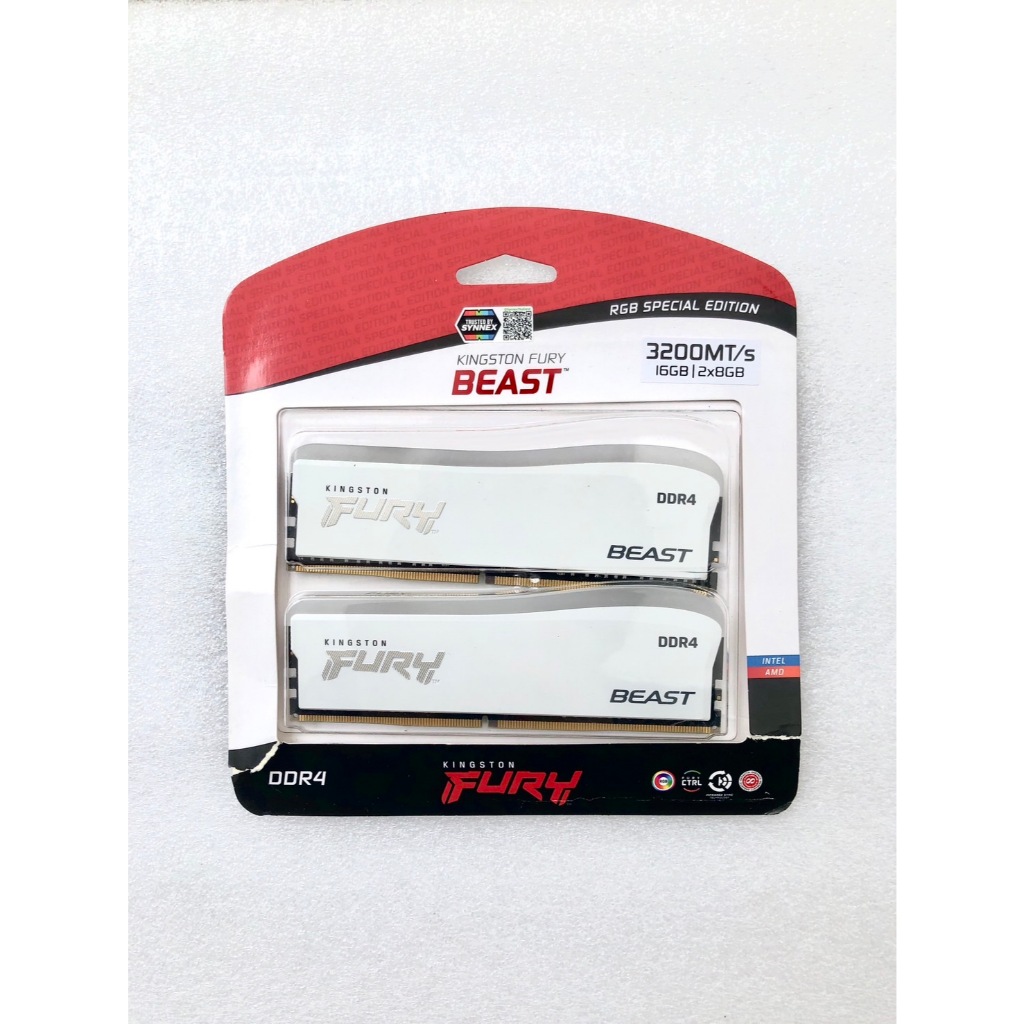 RAM (หน่วยความจำ) 16GB (8GBx2) DDR4 3200MHz KINGSTON FURY BEAST DDR4 ...