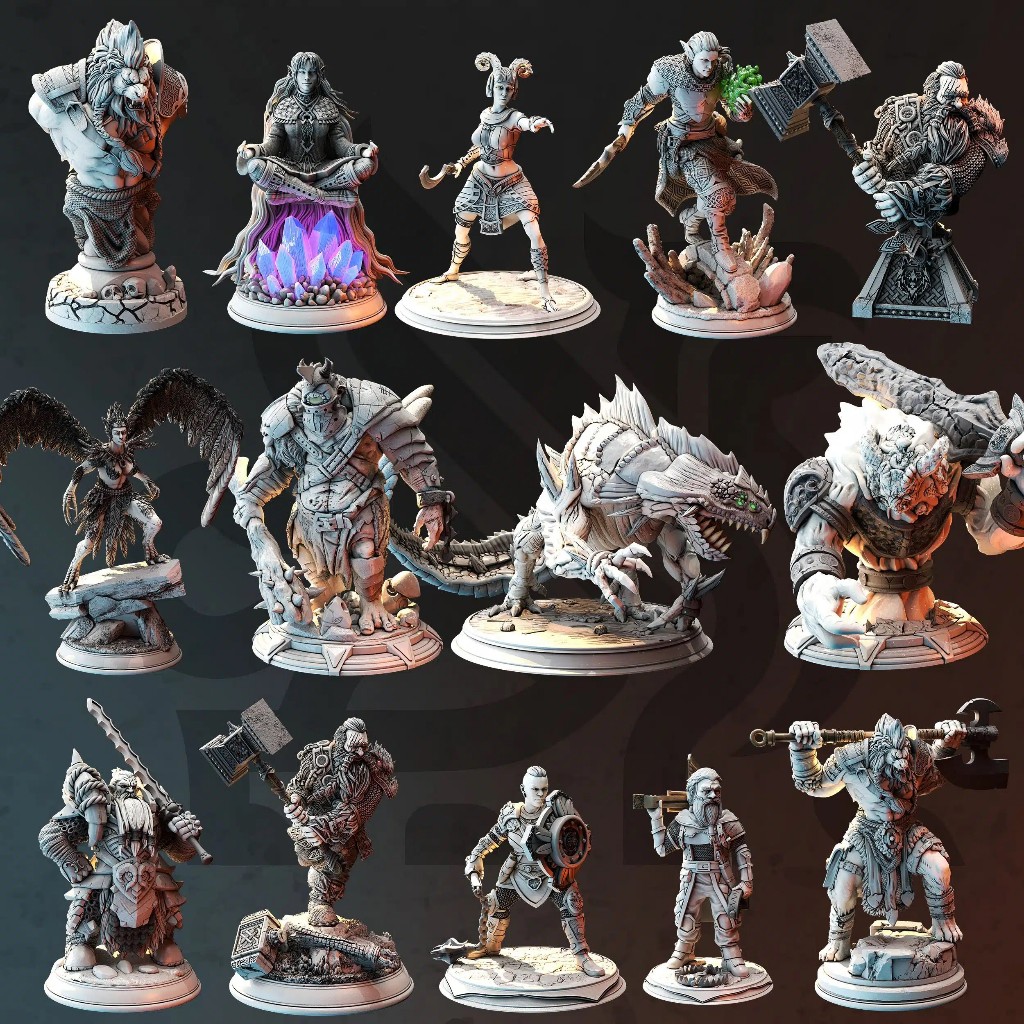 DnD Miniature ชุดนักล่าผู้ยิ่งใหญ่ โมเดลสำหรับเล่นบอร์ดเกม (งานเรซิ่น ...