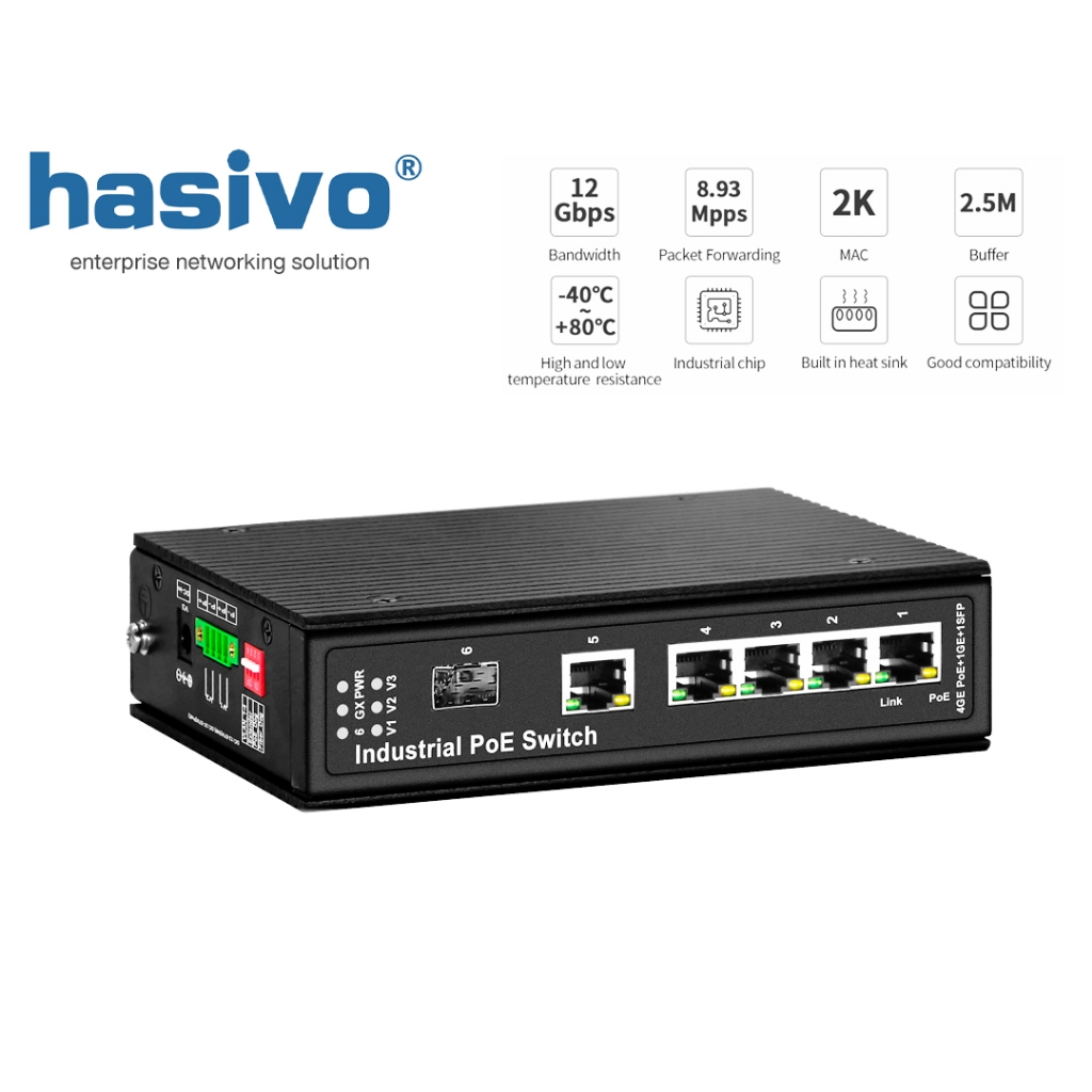 Full Gigabit Industrial POE Switch 6 Port (4 POE + 1GE + SFP) | Shopee Thailand