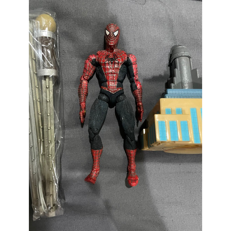 Rare! Toy Biz 2003 Spider-man 2 magnetic spiral spinning building tower ...