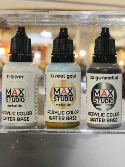 สีสูตรน้ำสำหรับงานโมเดล Max Color - Water Base Primary Color เฉดสีเงิน ...