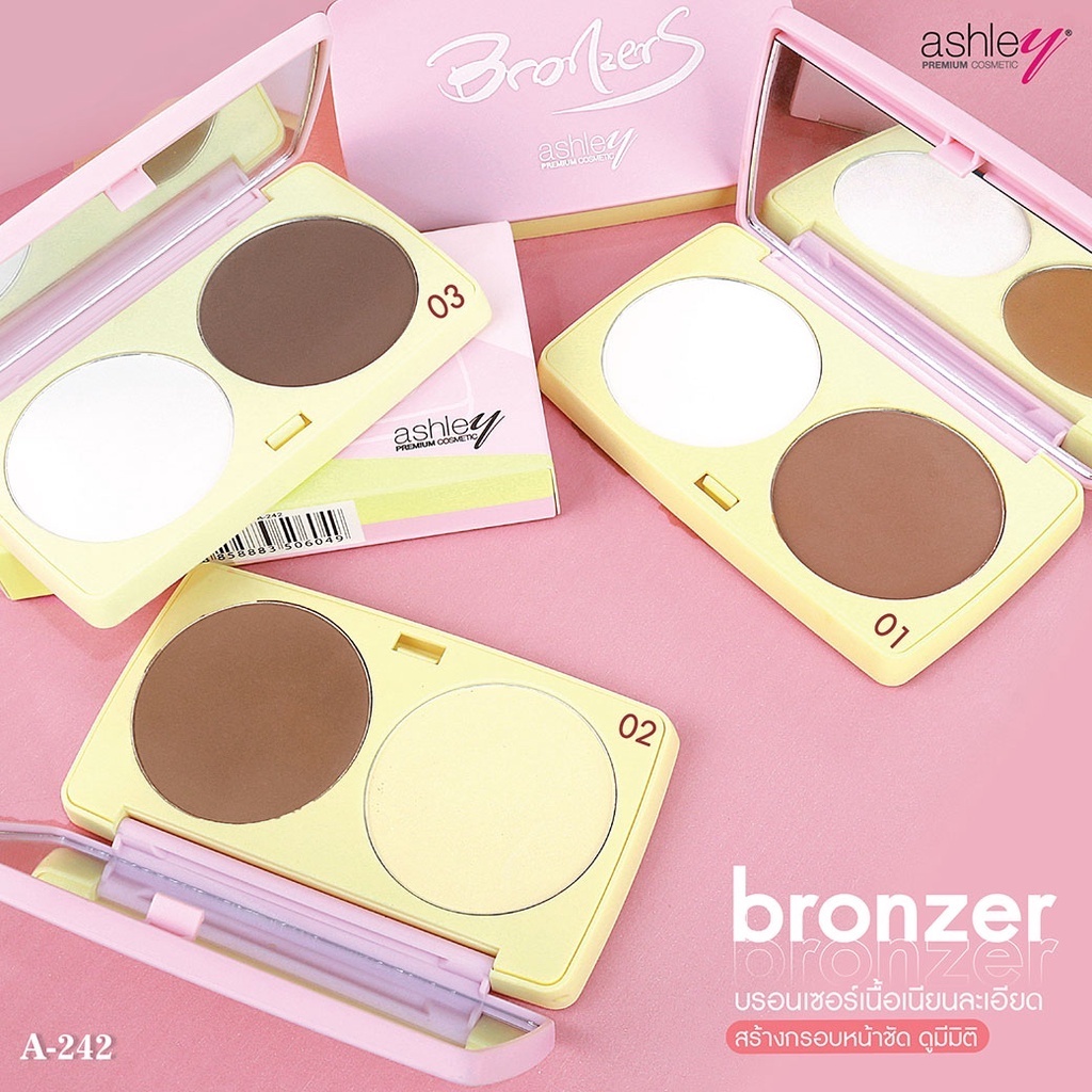 Ashley Double Color Bronzing Powder #A-242 บรอนเซอร์และไฮไลท์เนื้อฝุ่น ...