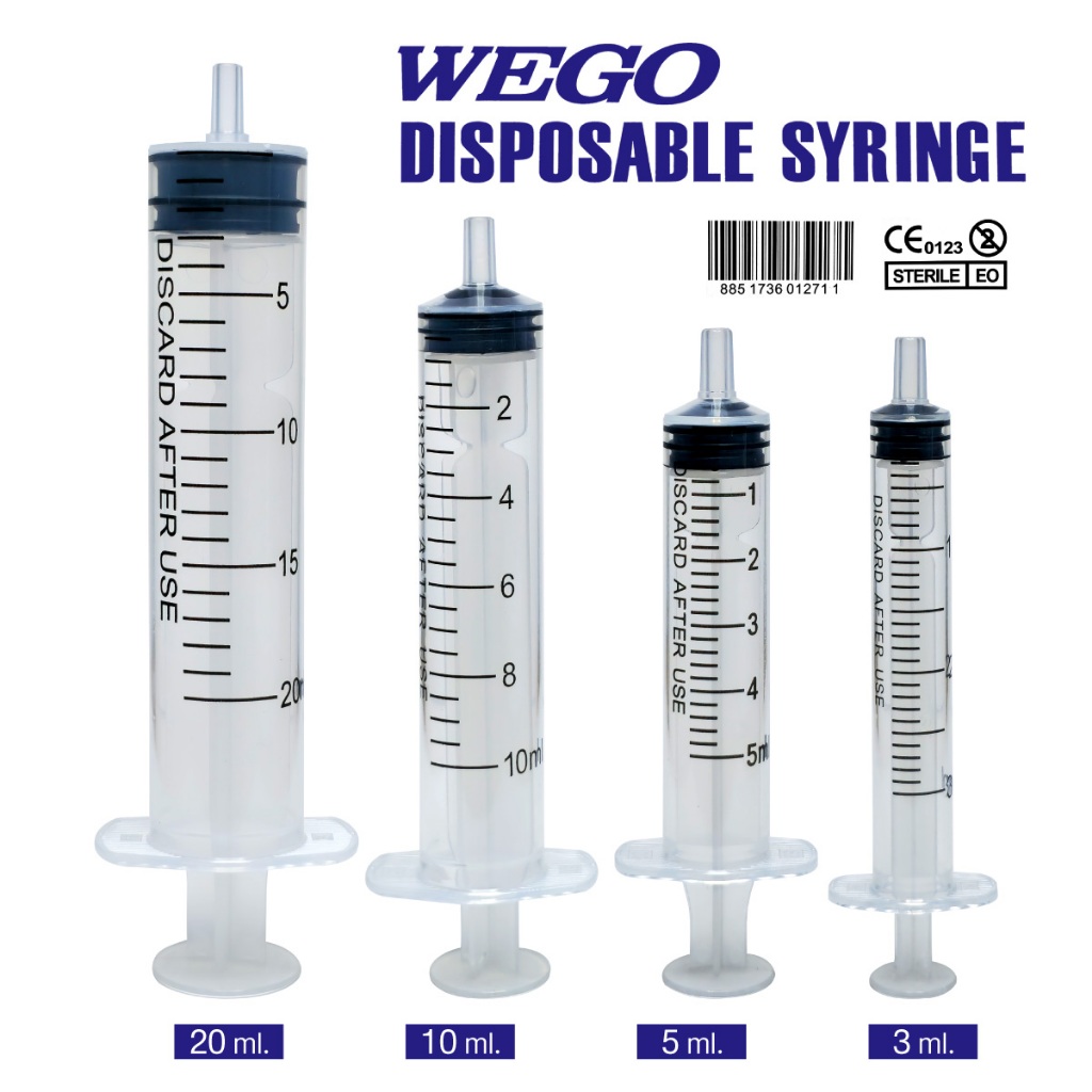 ไซริงค์ ไซริ้ง 3ml, 5ml, 10ml, 20ml Syringe กระบอกฉีดยา ล้างจมูก WEGO ...