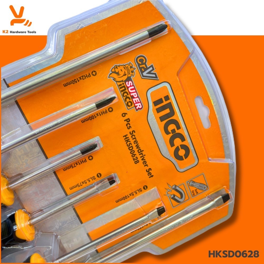 ชุดไขควง INGCO HKSD0628 ( 6pcs screwdriver set ) / ไขควงชุด ปากแบน ปาก ...