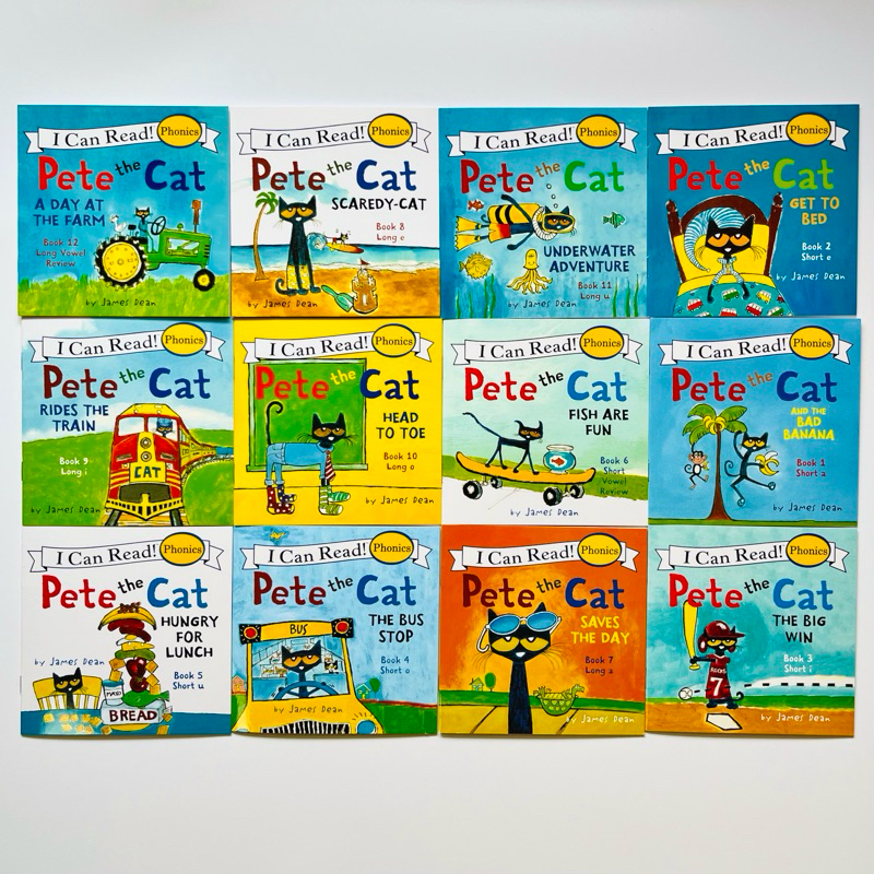 I Can Read Phonics Pete the Cat Phonics 12 Books Set(No Box), Ages:3-6 ...