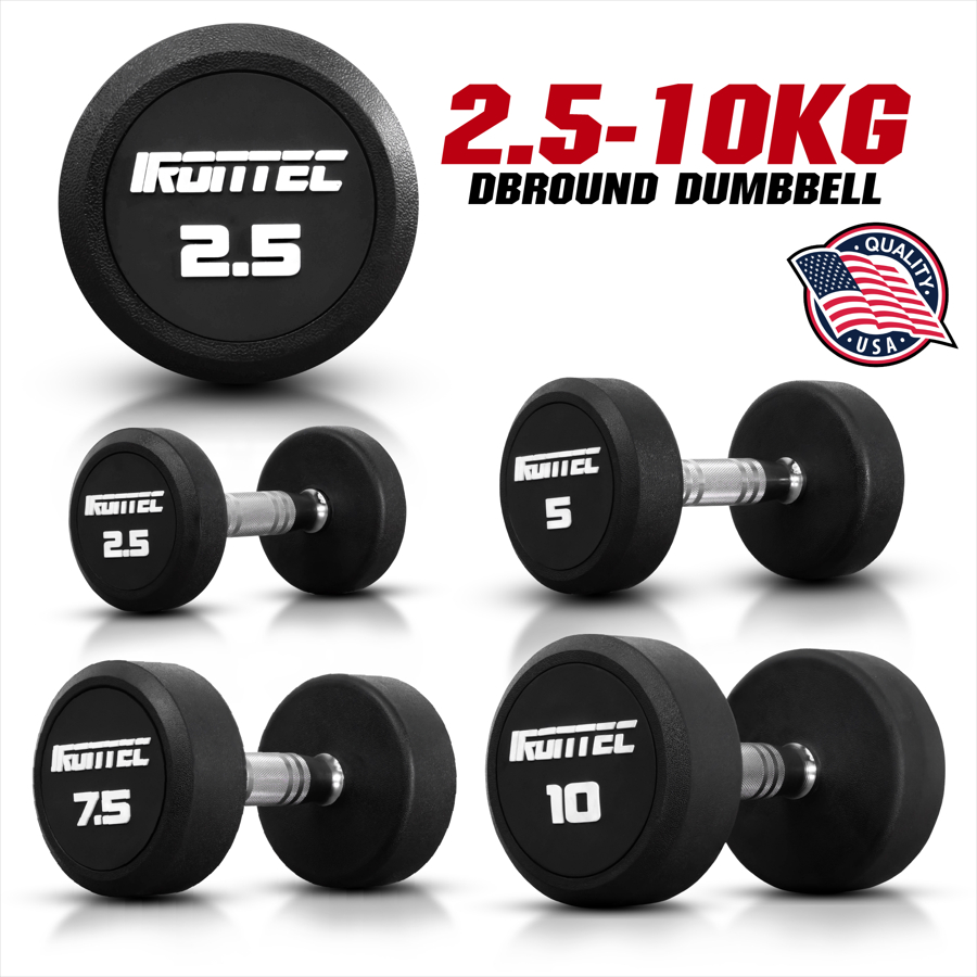 ดัมเบลกลม หุ้มยาง IRONTEC ขนาด 2.5KG - 10KG x 2 ชิ้น (DBROUND) | Shopee Thailand