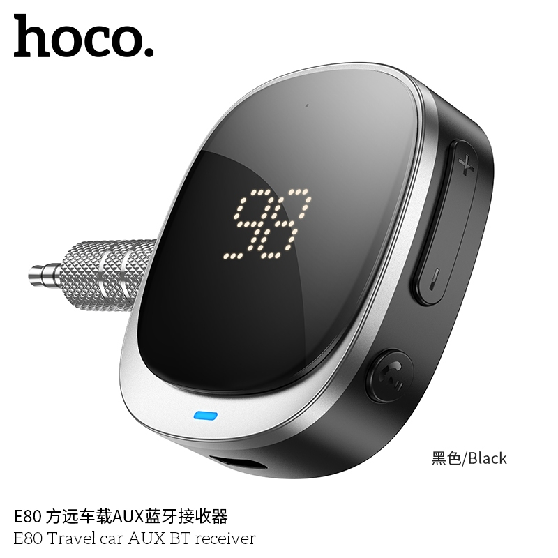 HOCO E80 IN-CAR AUX Wireless Receiver Bluetooth 5.3 อุปกรณ์รับสัญญาณ ...