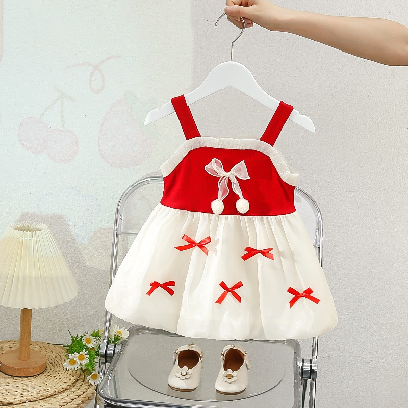 Babyonline(Y042)OF4 ชุดเดรสสายเดี่ยว ชุดซานตี้สำหรับเด็กผู้หญิงวัน ...