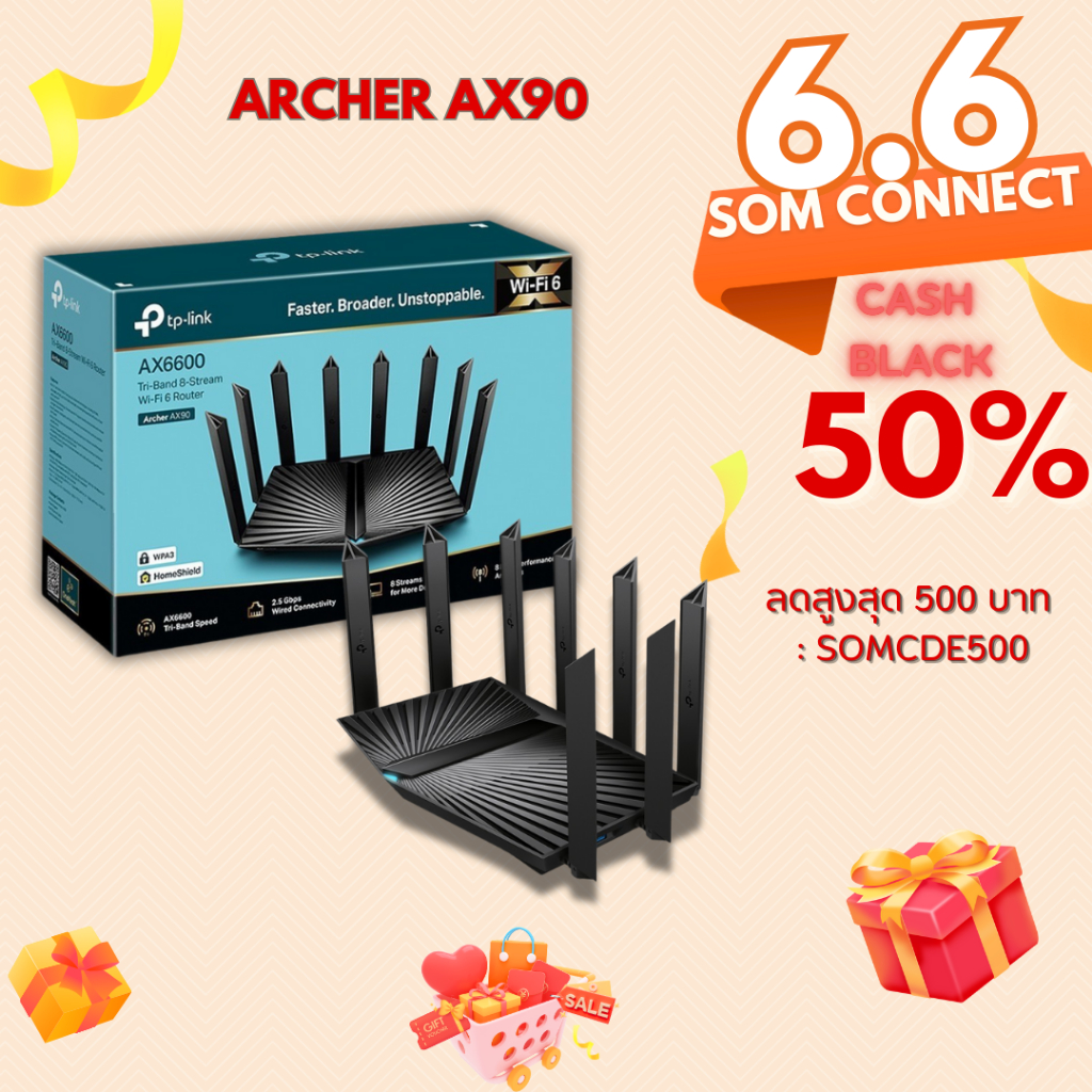 TP-LINK (Archer AX90) AX6600 Tri-Band Gigabit Wi-Fi 6 Router 8 -LT ...