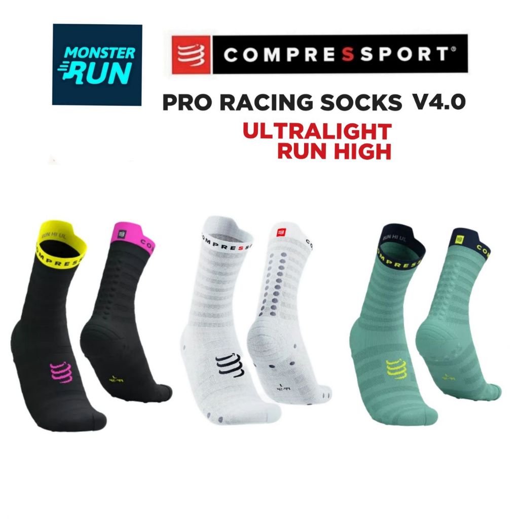 ถุงเท้า Compressport Pro Racing Socks V4.0 Ultralight Run High | Shopee ...
