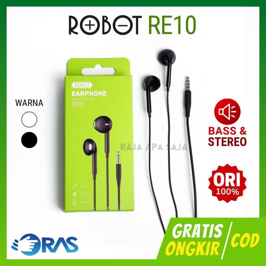 ROBOT หูฟังมีสาย รุ่น RE10/RE20 หูฟัง มีไมโครโฟนในตัว Earphone เบสหนัก ...