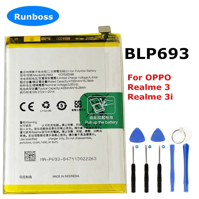 แบตเตอรี่ แท้ BLP693 สำหรับ OPPO Realme 3 3i RMX1821โทรศัพท์ RMX1827 ...