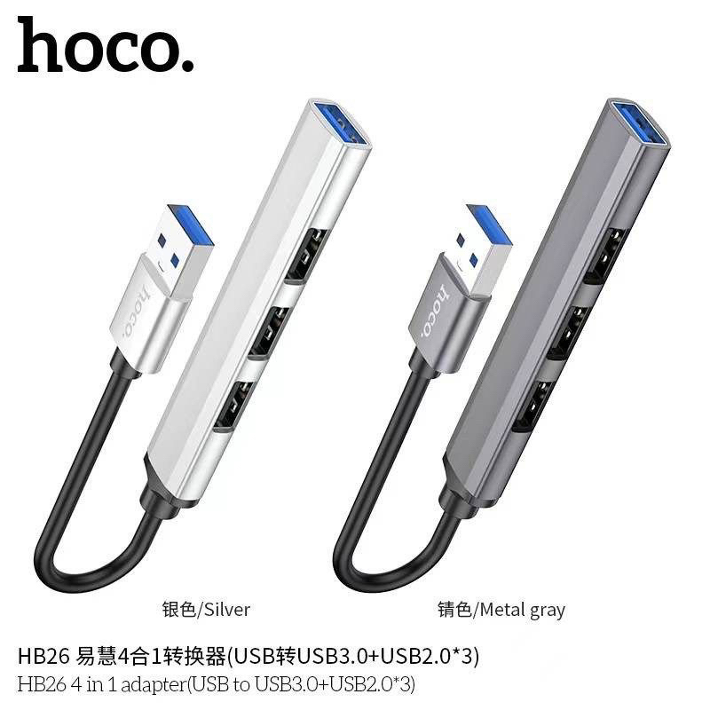 Hoco HB26 Hub USB/TypeC 4in1 Adapter ฮับต่อพ่วงเพิ่มช่อง USB สำหรับโอน ...