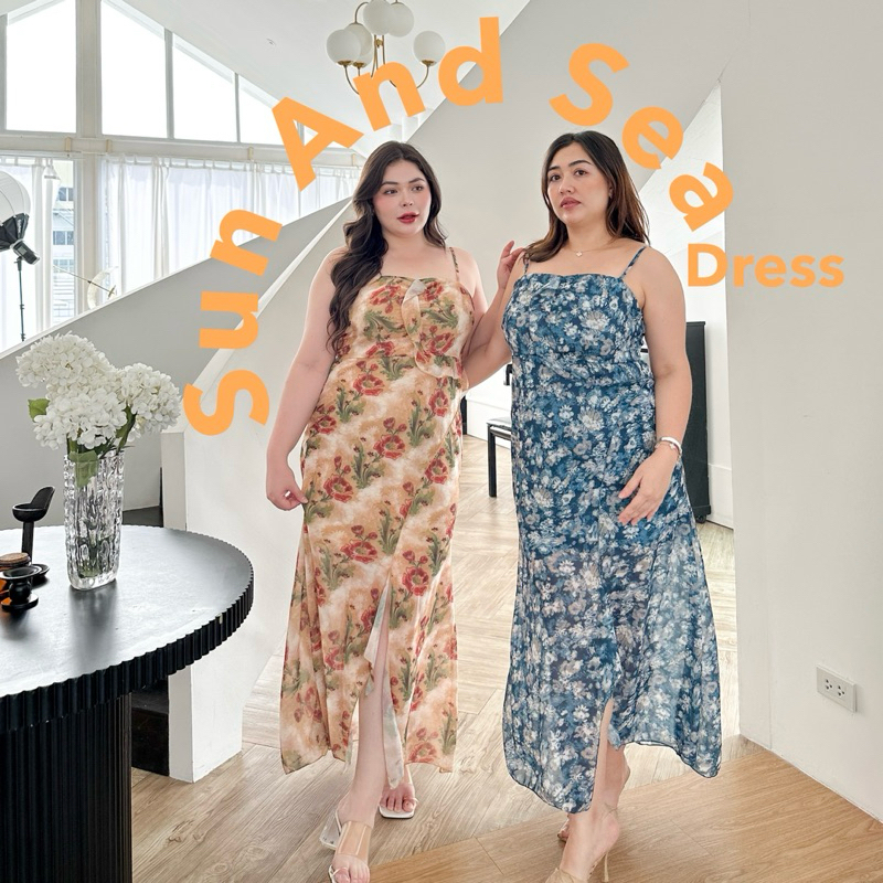 (DPWNAXU ลด 45.-) Lady M|sun and sea dress เดรสสาวอวบเที่ยวคาเฟ่ ชุดplussize ทะเล อก 46+ พลัส ...