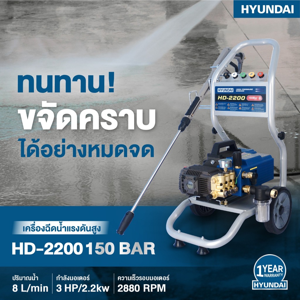 🔥รุ่น Heavy Duty🔥 เครื่องฉีดน้ำแรงดันสูง 150 บาร์ STARKE 240R / HYUNDAI ...
