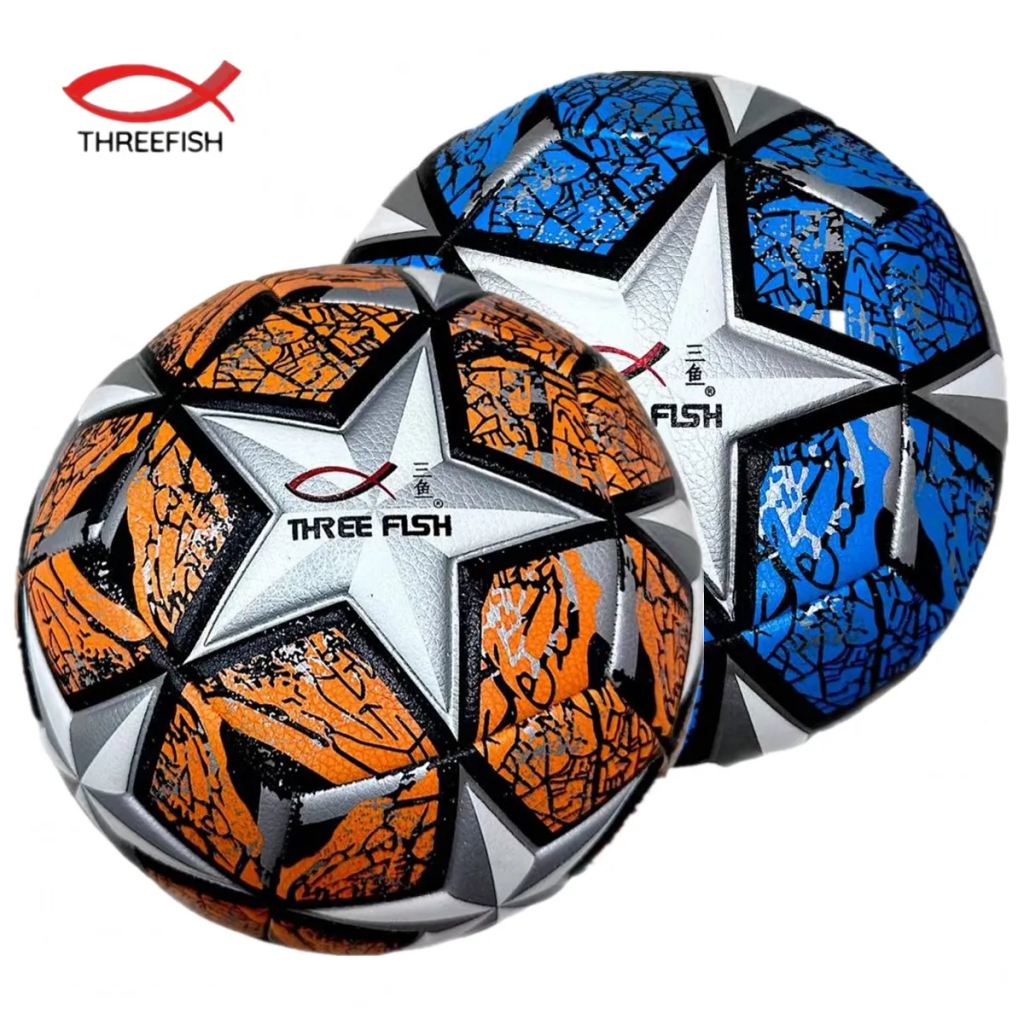 ลูกฟุตบอล หนังเย็บ THREEFISH2 มี ขนาดมาตรฐาน Size5 หนัง PU นิ่ม มันวาว ทำความสะอาดง่าย ฟุตบอลมา ...