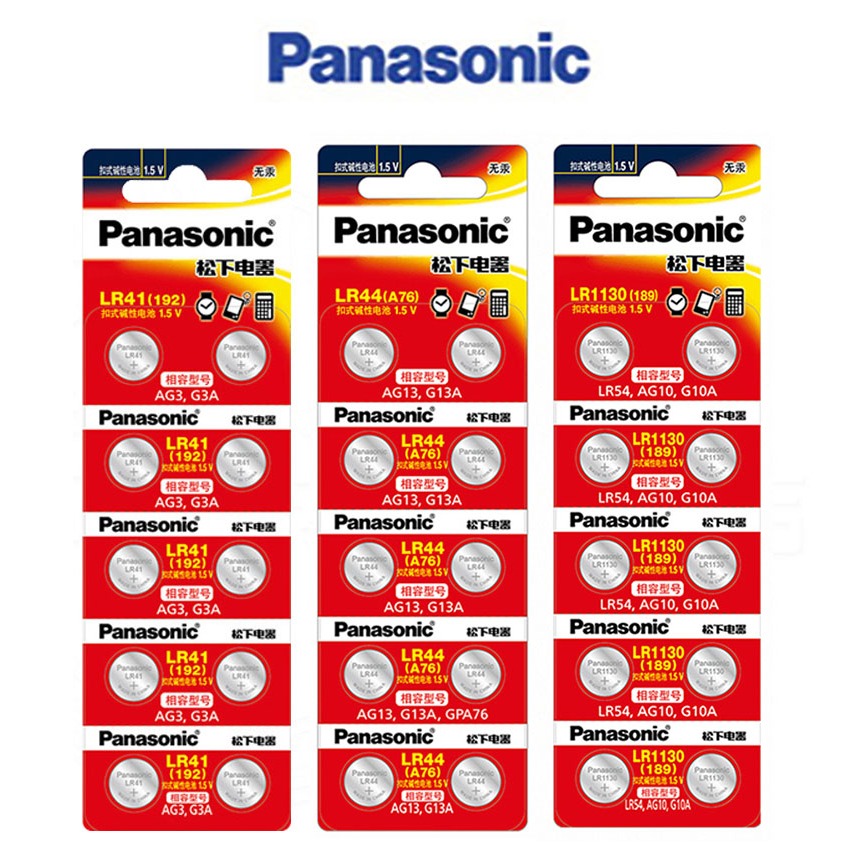 1 แพค (10 เม็ด) ถ่านกระดุม Panasonic LR41 / LR44 / LR1130 Alkaline ...