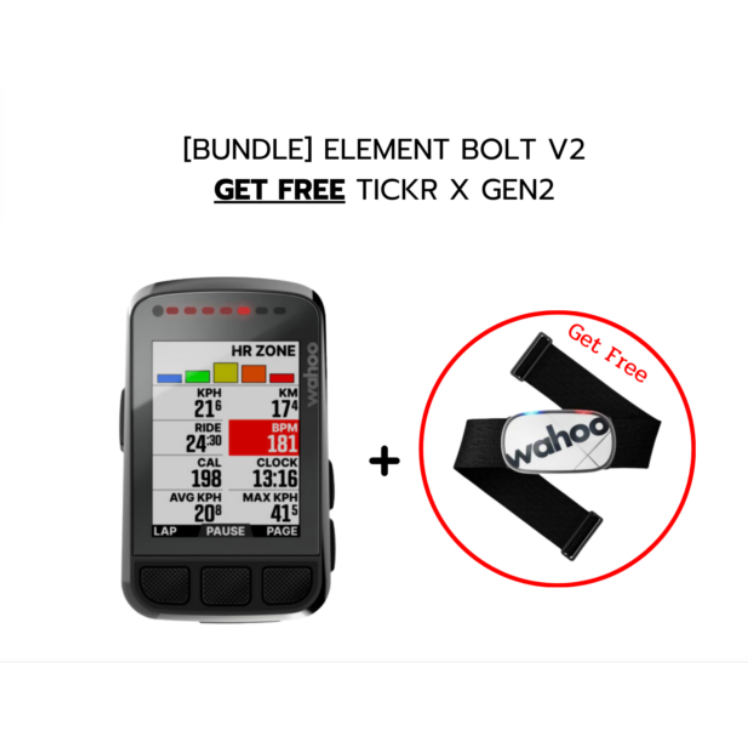 ไมล์วัดความเร็ว จักรยาน WAHOO ELEMNT BOLT V2 GPS Cycling Computer จอสี ...