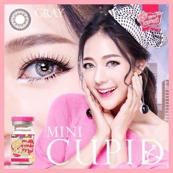 Cupid Gray สีเทา ขอบฟุ้ง สายฝอ ตาฝรั่ง 3tone 3โทน Kitty Kawaii ...