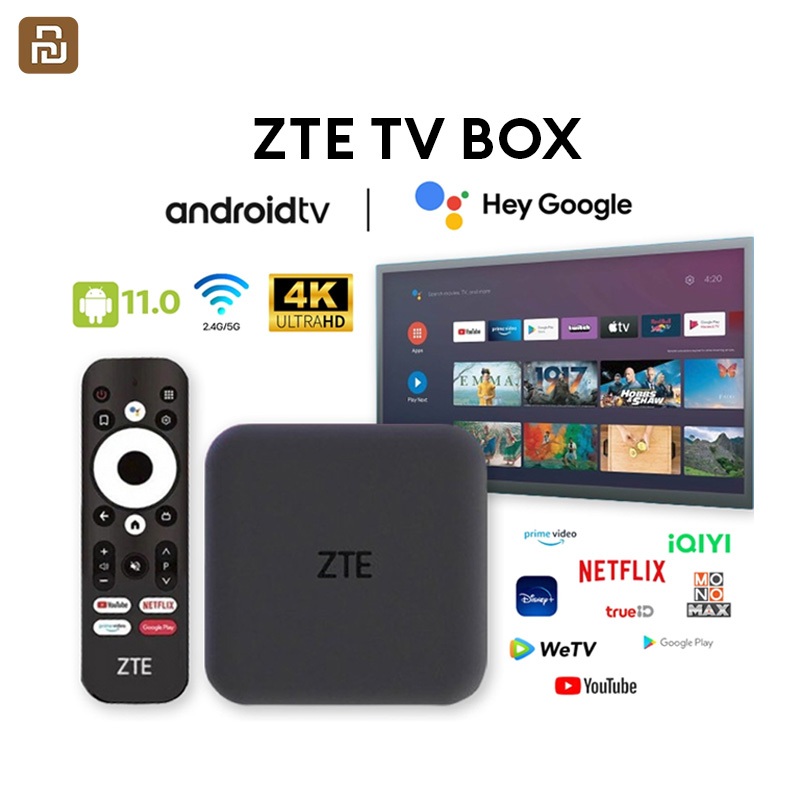 2024 ZTE Smart TV Box 4K กล่องแอนดรอยด์ทีวี Android TV 11.0 รองรับภาษา ...