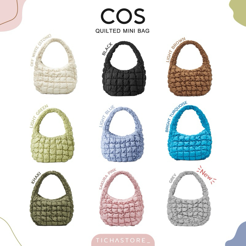 (พร้อมส่ง) กระเป๋า Cos Quilted Mini Bag สี Black/Off white/Sakura Pink ...