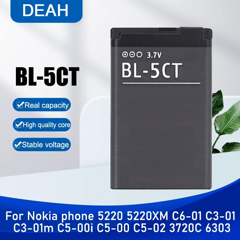 แบตเตอรี่ แท้ BL-5CT สำหรับ Nokia 5220 C5-00 C5-02 6303 C3-01 C6-01 3720 3720C 6303 bl-5ct ...