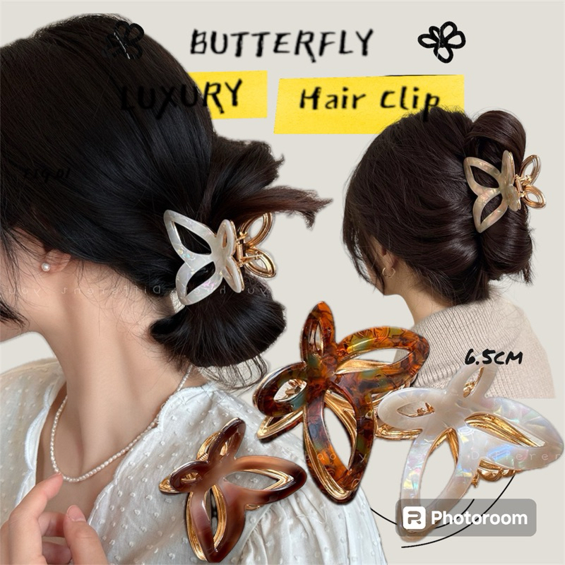 Luxury Butterfly กิ๊บผีเสื้อวัสดุโลหะลายหินอ่อน ขนาด 6.5cm กิ๊บหนีบผม กิ๊บติดผม กิ๊บผม | Shopee ...