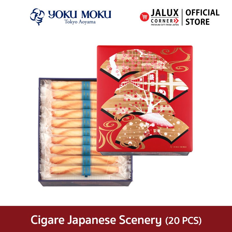 YOKU MOKU Cigare Japanese Scenery ขนมคุกกี้เนยม้วนซิการ์ กล่องเหล็กลายพิเศษ 20 ชิ้น | Shopee ...