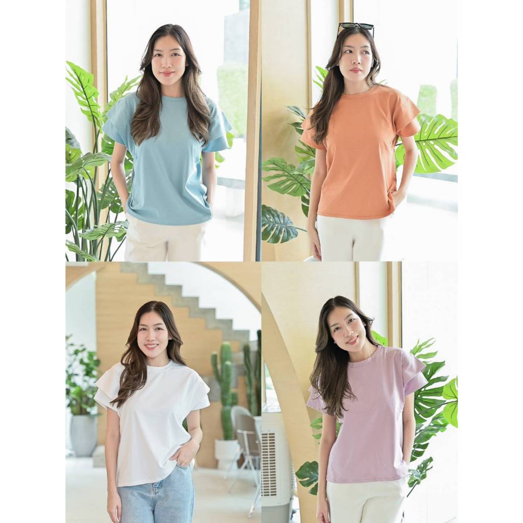 MYTOP G262 เสื้อแต่งระบายแขนสองชั้น งานน่ารักมาก cotton เกรดA T-SHIRTNISTA (ด1) | Shopee Thailand