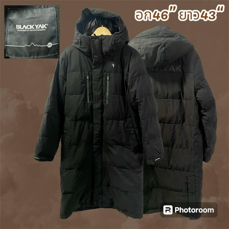 (มือสอง)Blackyak long padding jacket สีดำมีฮู้ด | Shopee Thailand